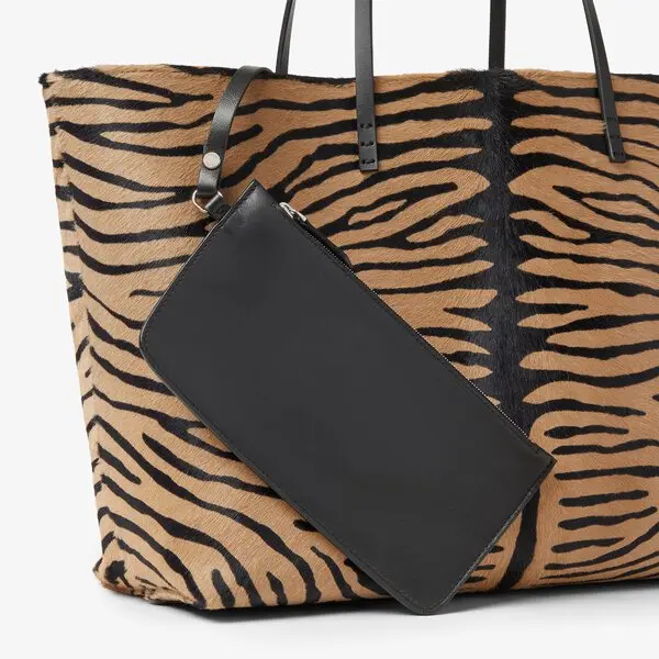 Fendi Medium Roll Tiger-print Cavallino Leather Shopper